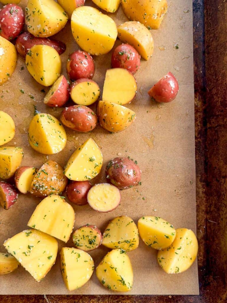Oven Roasted Potatoes With Garlic Oil | Loveable Lemons