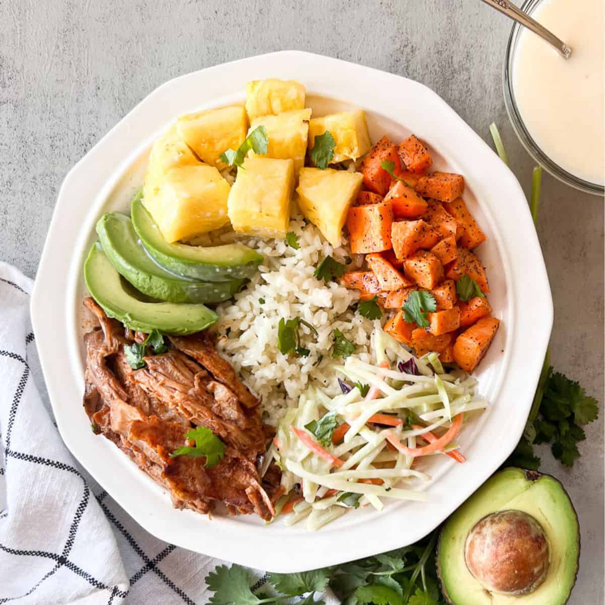 BBQ Pulled Pork With Cilantro Lime Rice Bowls