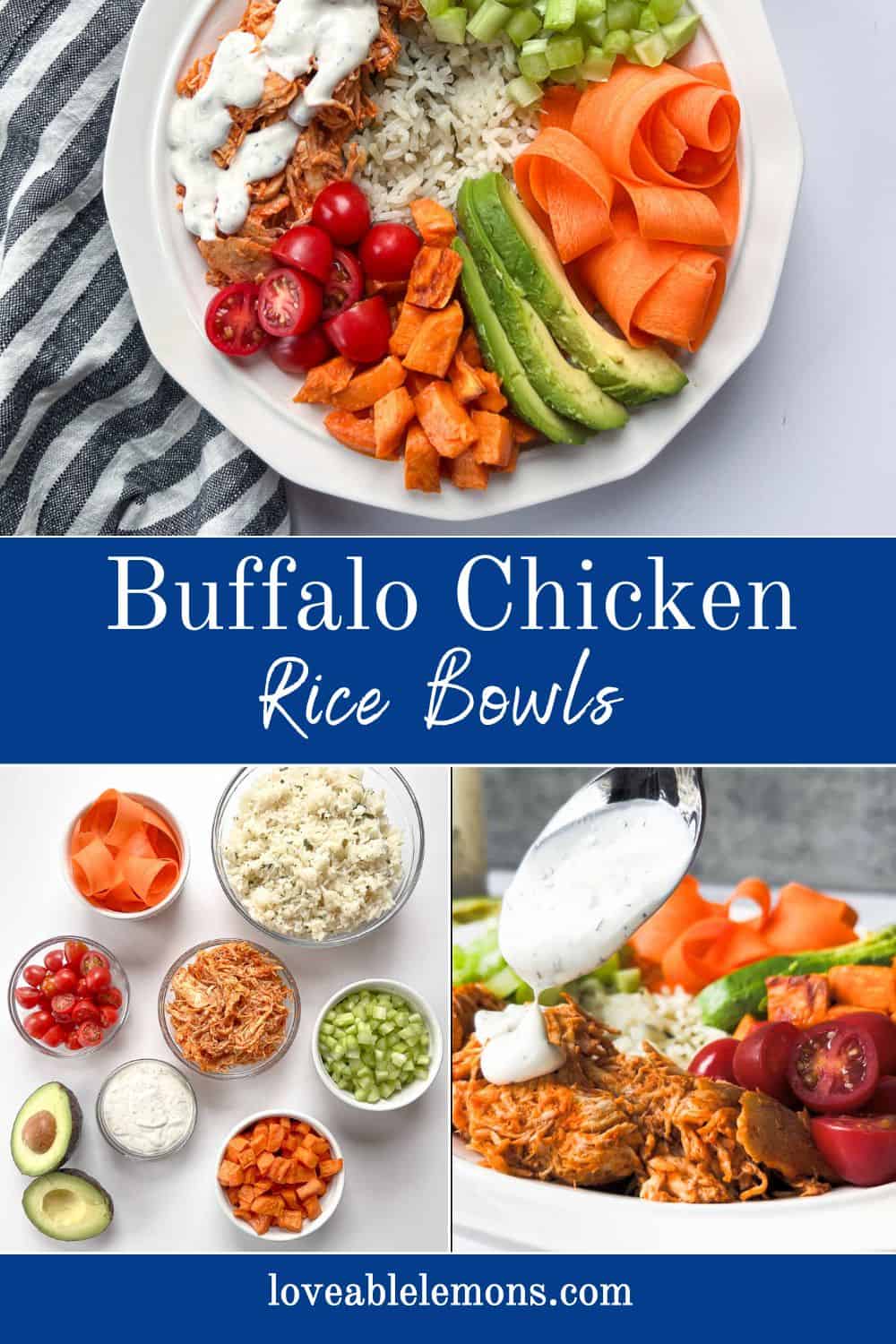Buffalo Chicken Rice Bowls With Cilantro Rice | Loveable Lemons