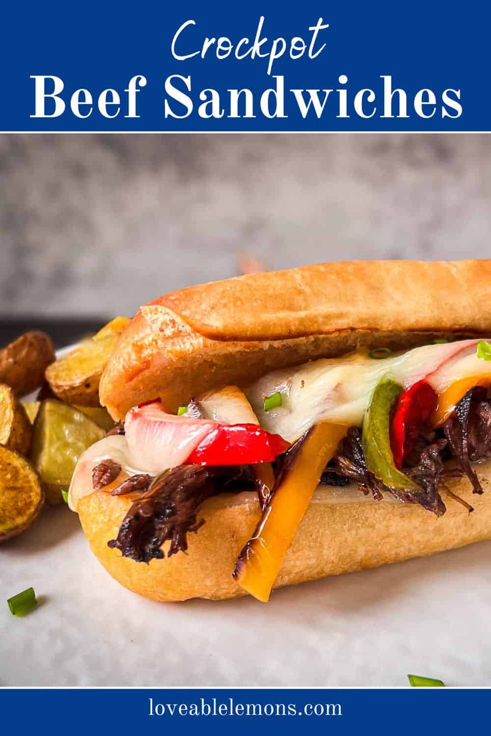 Crockpot Shredded Beef Sandwiches | Loveable Lemons