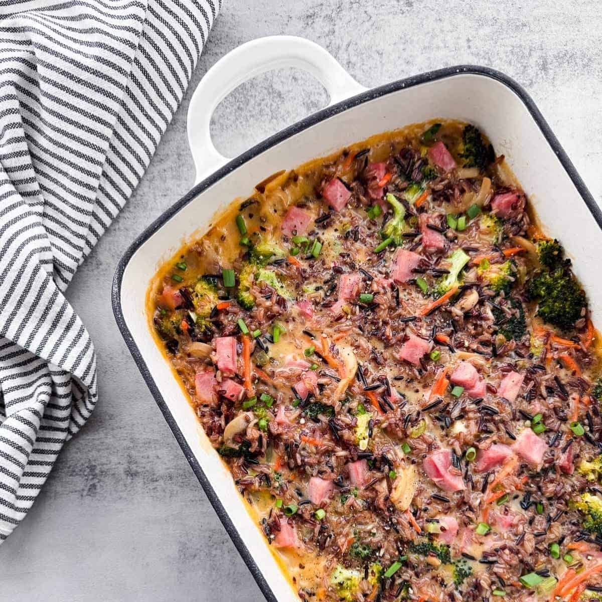 Wild Rice Hotdish With Ham and Broccoli | Loveable Lemons