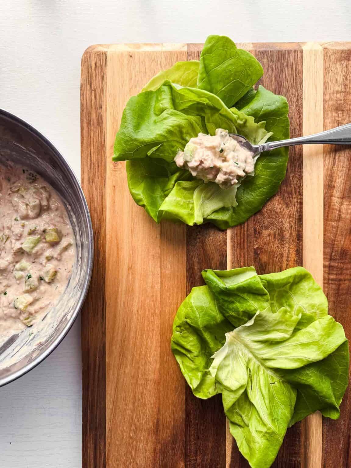 Dill Pickle Tuna Salad Lettuce Wrap | Loveable Lemons