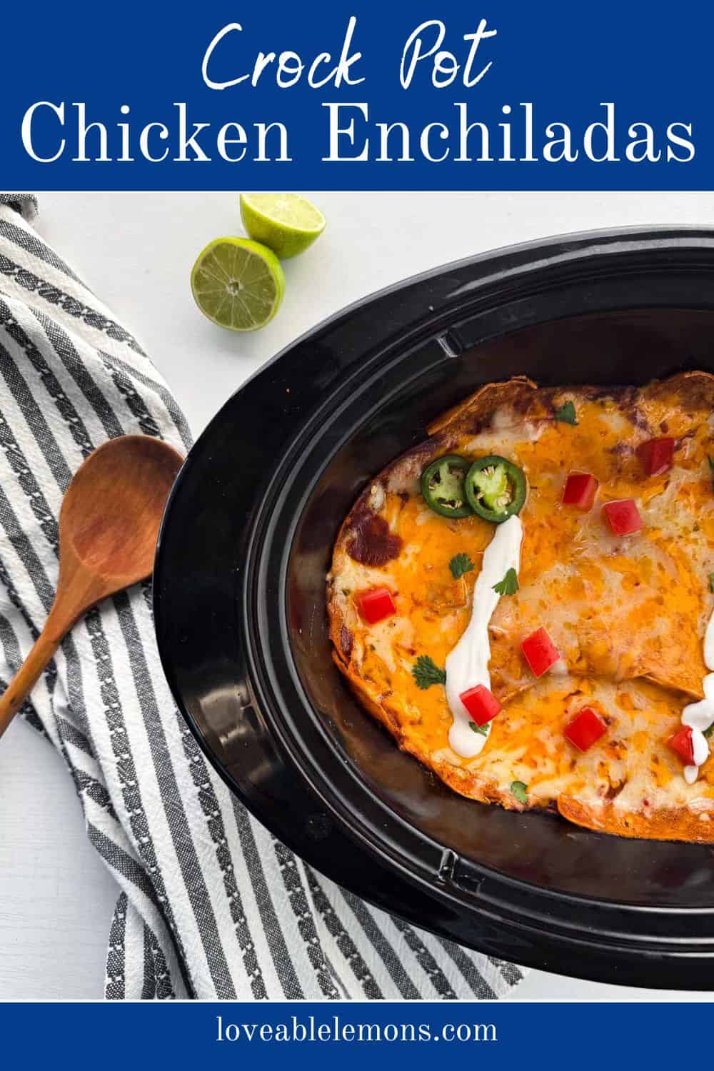 Crock Pot Chicken Enchilada Casserole | Loveable Lemons