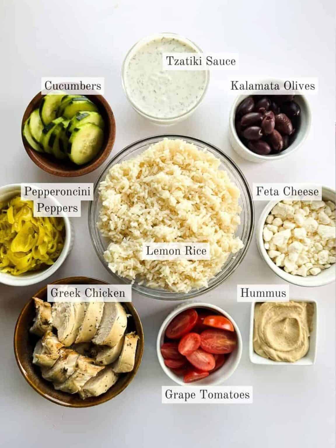 Greek Chicken Rice Bowls With Tzatziki Sauce | Loveable Lemons