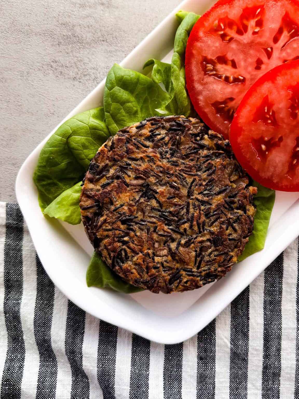 Wild Rice Burger With Mushrooms Recipe | Loveable Lemons