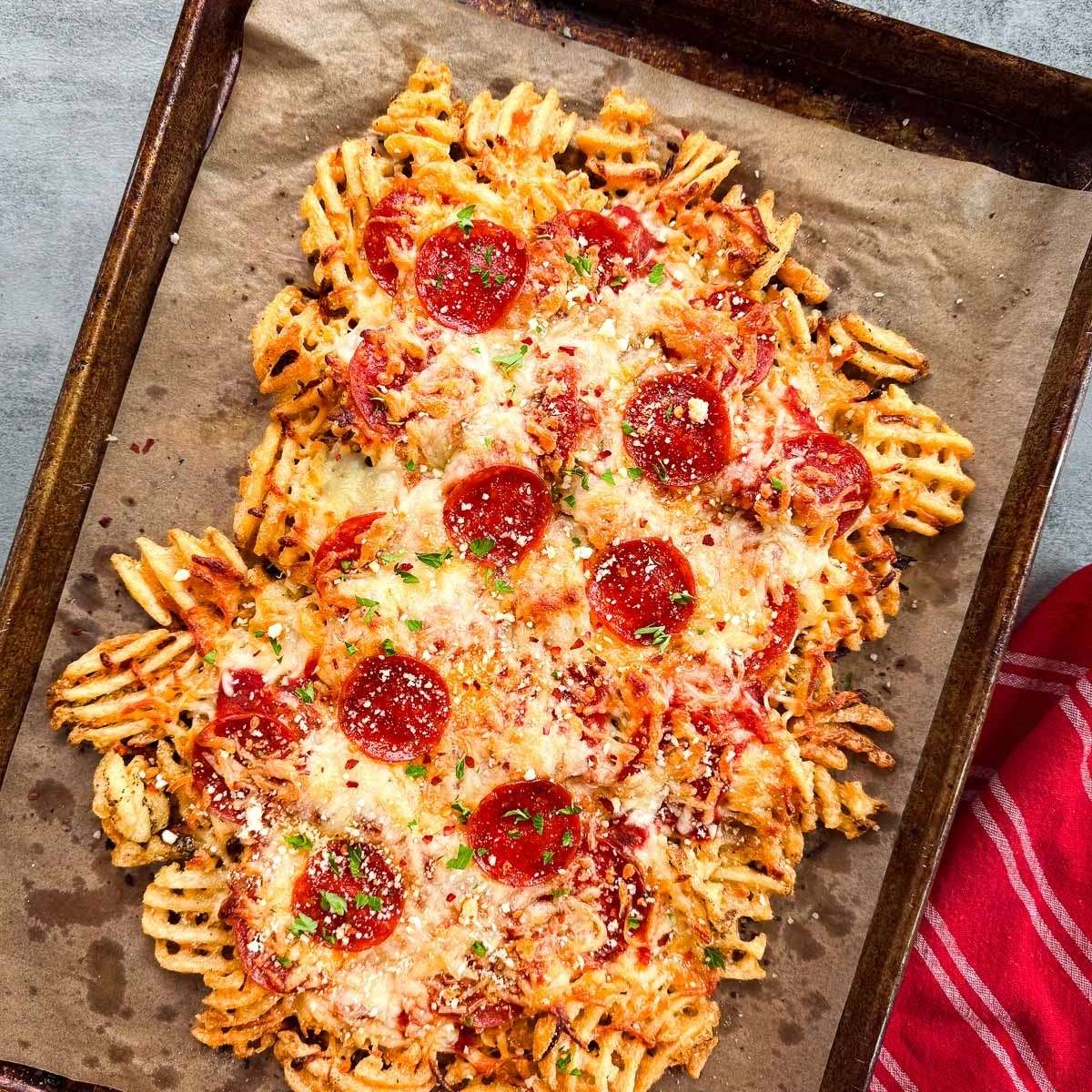Easy Pizza Waffle Fries Recipe | Loveable Lemons