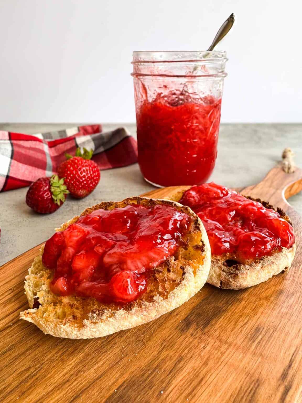 Low Sugar Strawberry Freezer Jam With Sure-Jell | Loveable Lemons